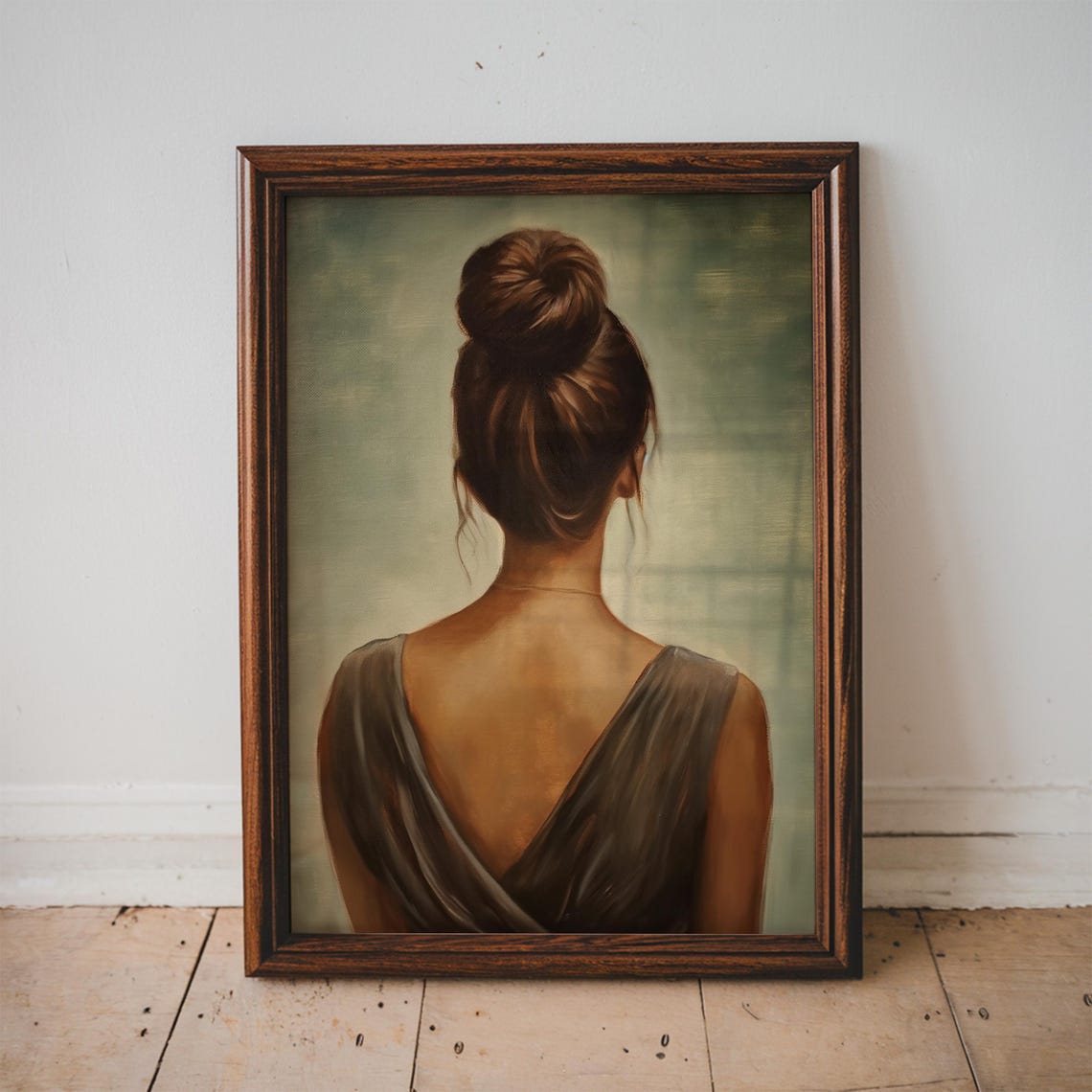 Emerald Green Abstract Female Art, Woman Back View Art, Feminine Wall ...