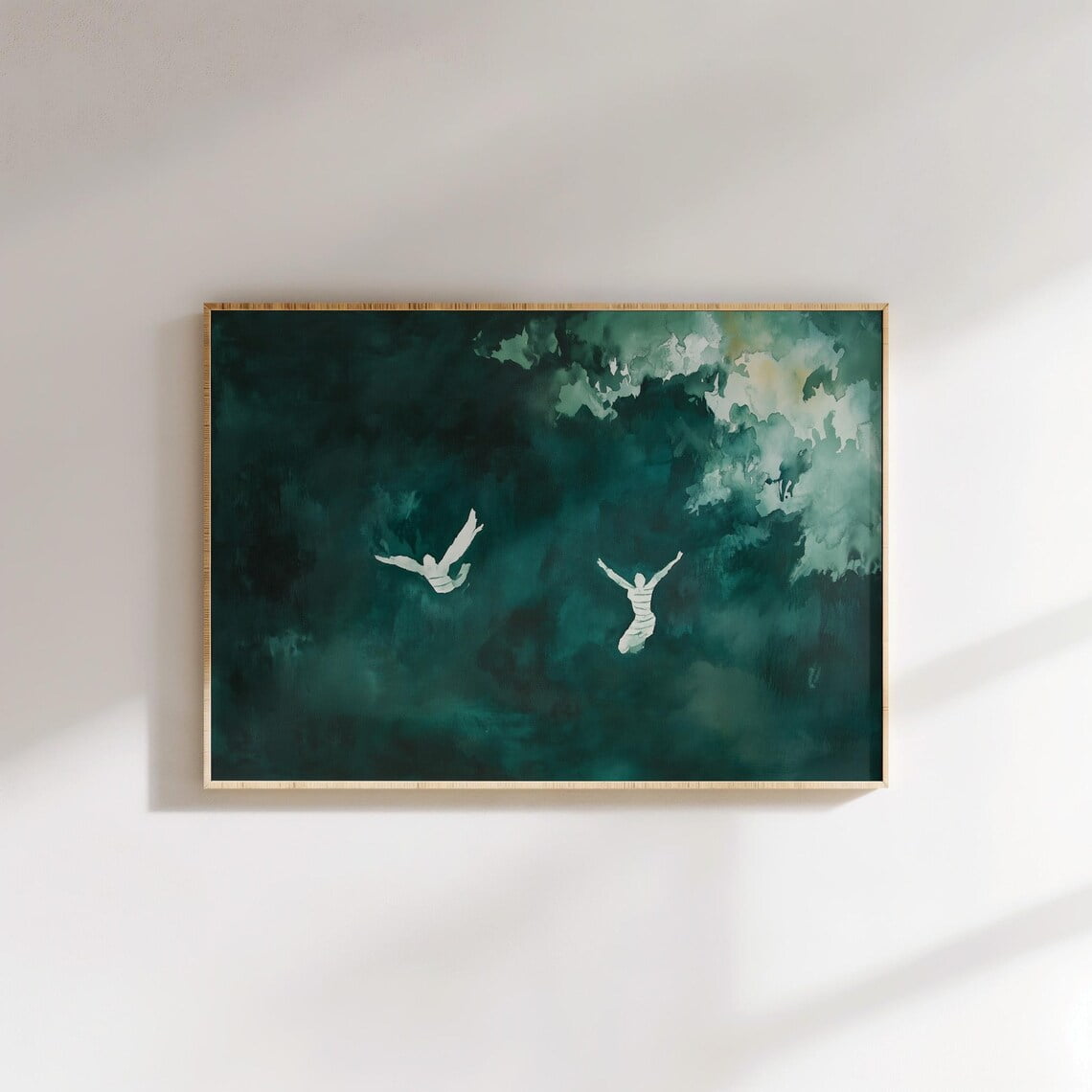 Emerald Green Abstract People Illustration Contemporary Art Minimalist ...