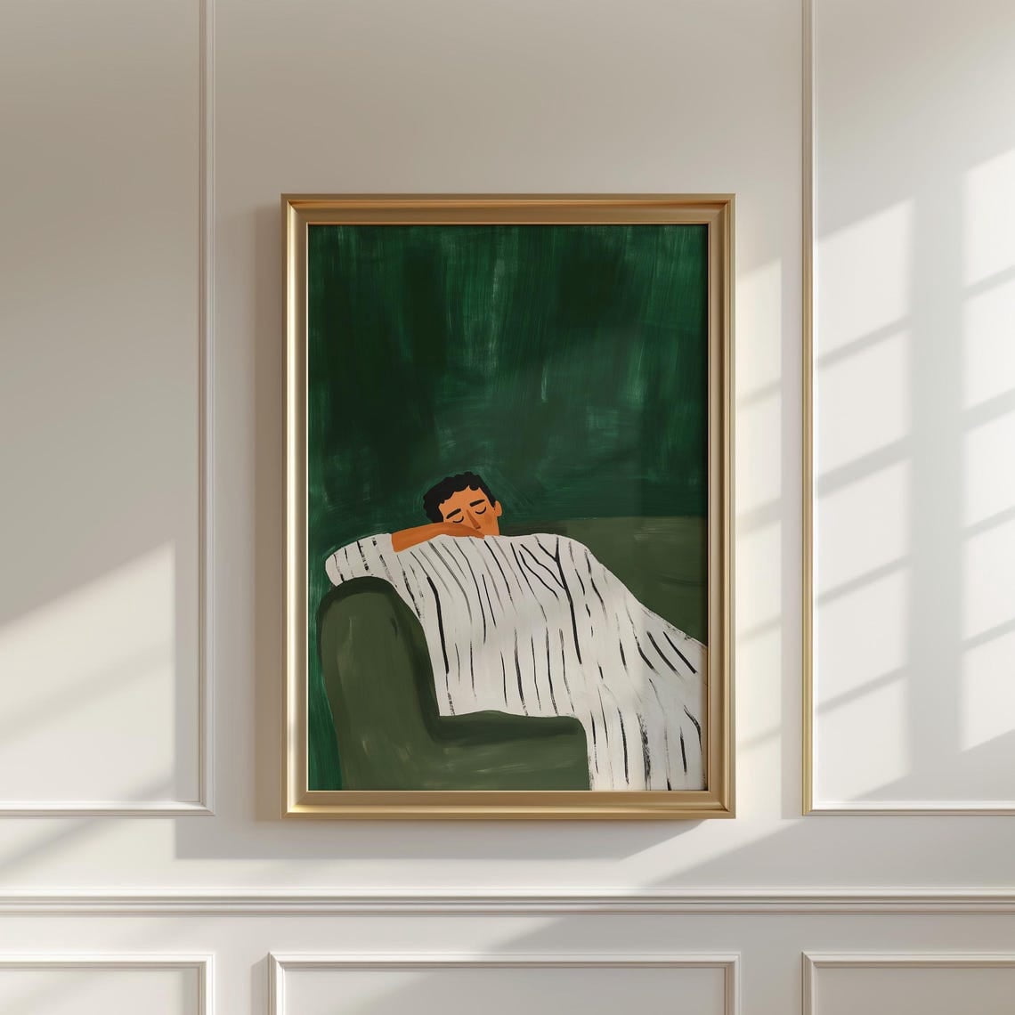 Emerald Green Abstract People Wall Art Contemporary Artwork Minimalist ...