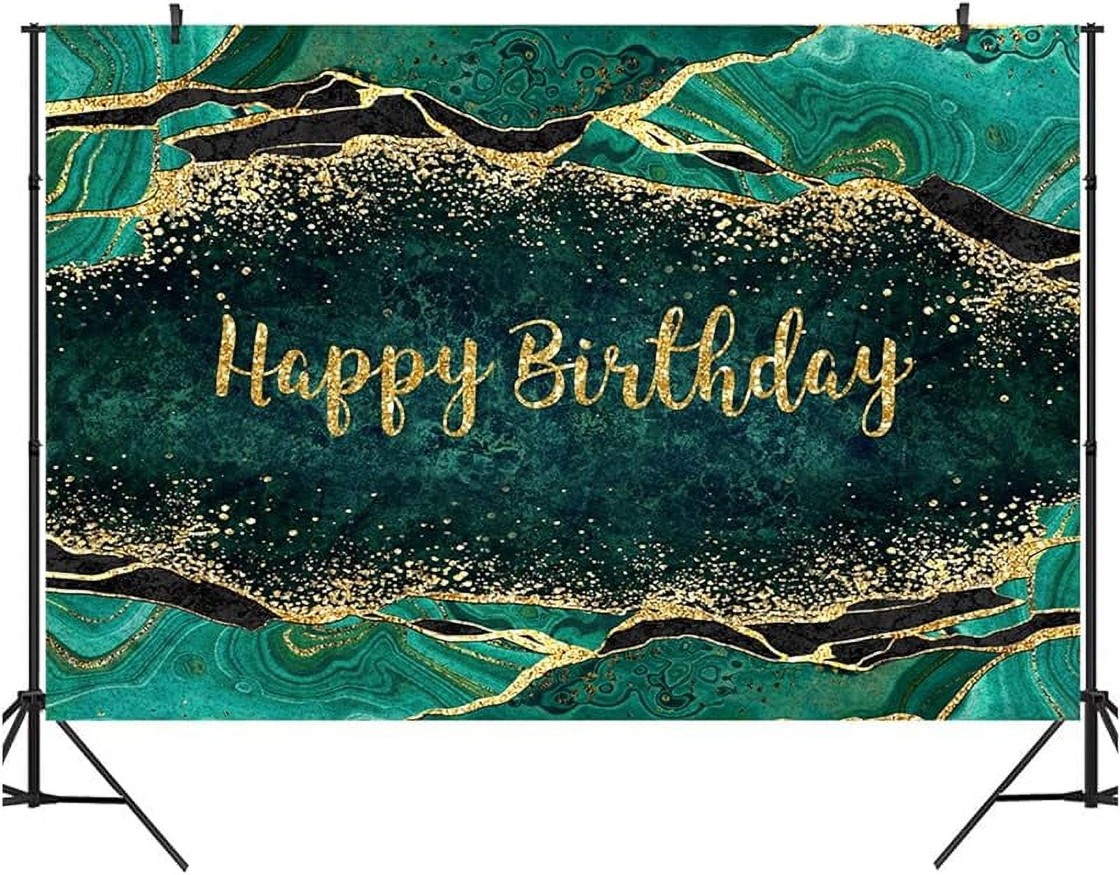 Emerald Green Backdrop Fluid Happy Birthday Photography Background for ...