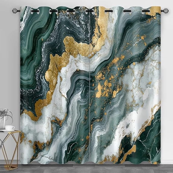 Emerald Green Blackout Curtains For Girls Boys Home Decor, Black Gold ...