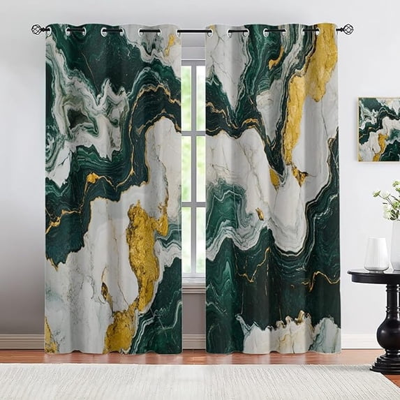 Emerald Green Blackout Curtains For Girls Boys Home Decor, White Gold ...