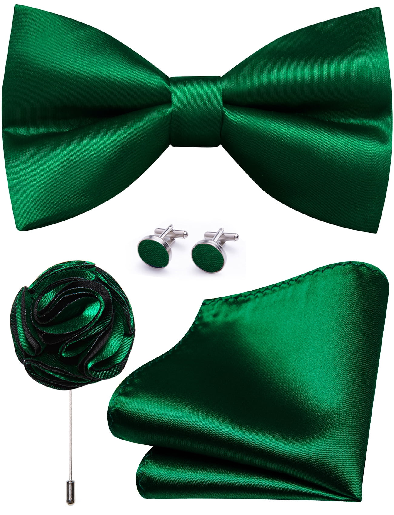 Barry Wang, Emerald Green Bow Ties, 4PCS Set, Adjustable Silk - Walmart.com