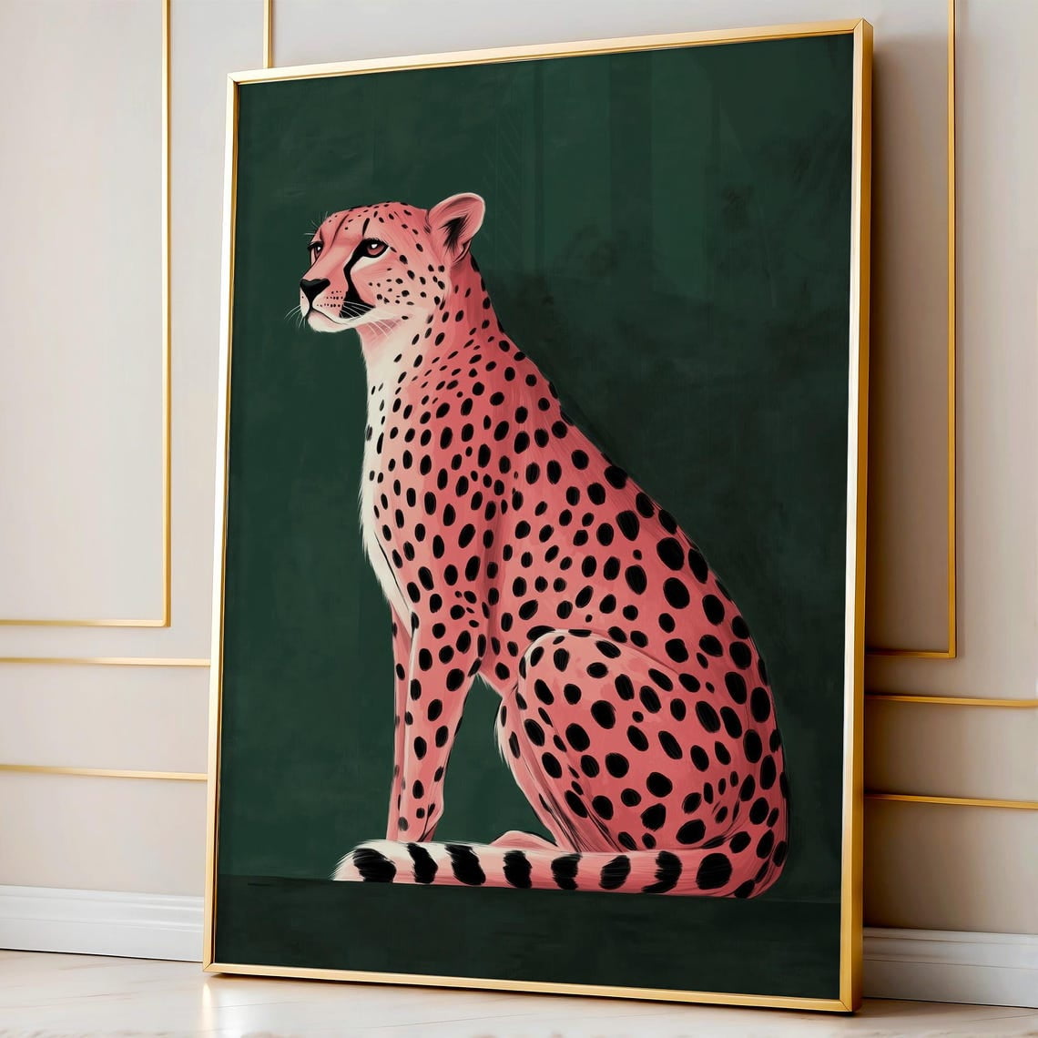 Emerald Green Cheetah Wall Art Print, Wild Animal Art, Preppy Wall Art ...