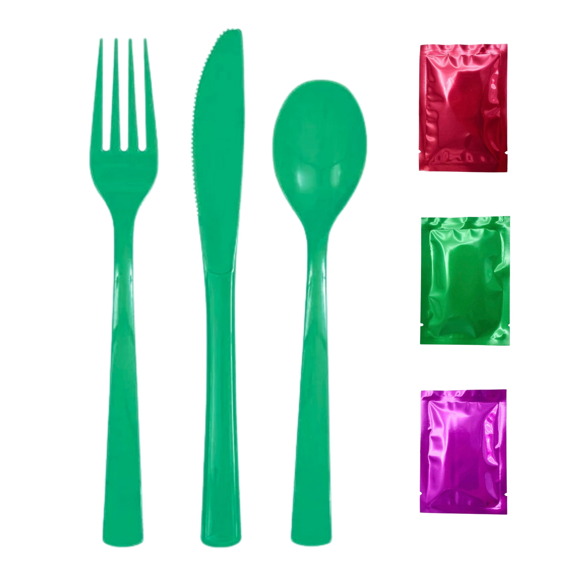 Emerald Green Disposable Cutlery, (Set of 96) Complete Dining Set BPA ...