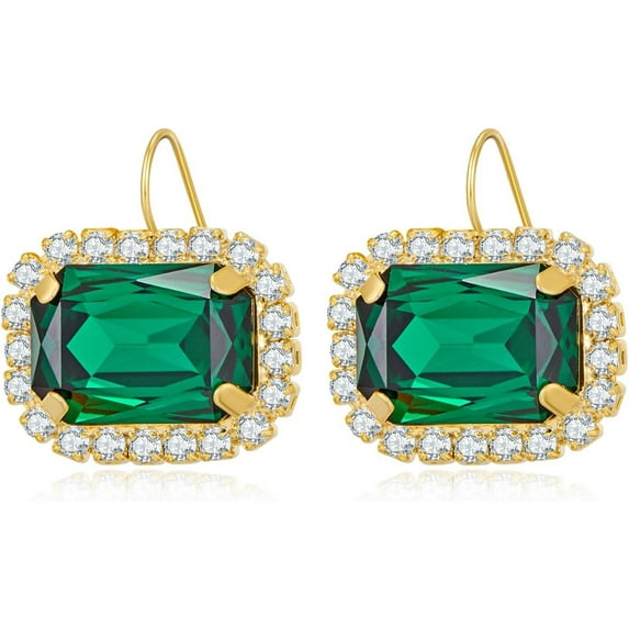 Emerald Green Earrings - Gold & Emerald Button Earrings for Trendy ...