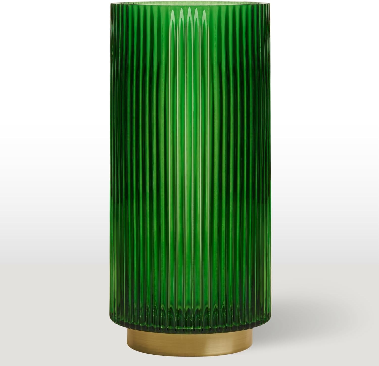 Emerald Green Glass Vase with Gold Metal Base - Premium 10 Inch Glass ...