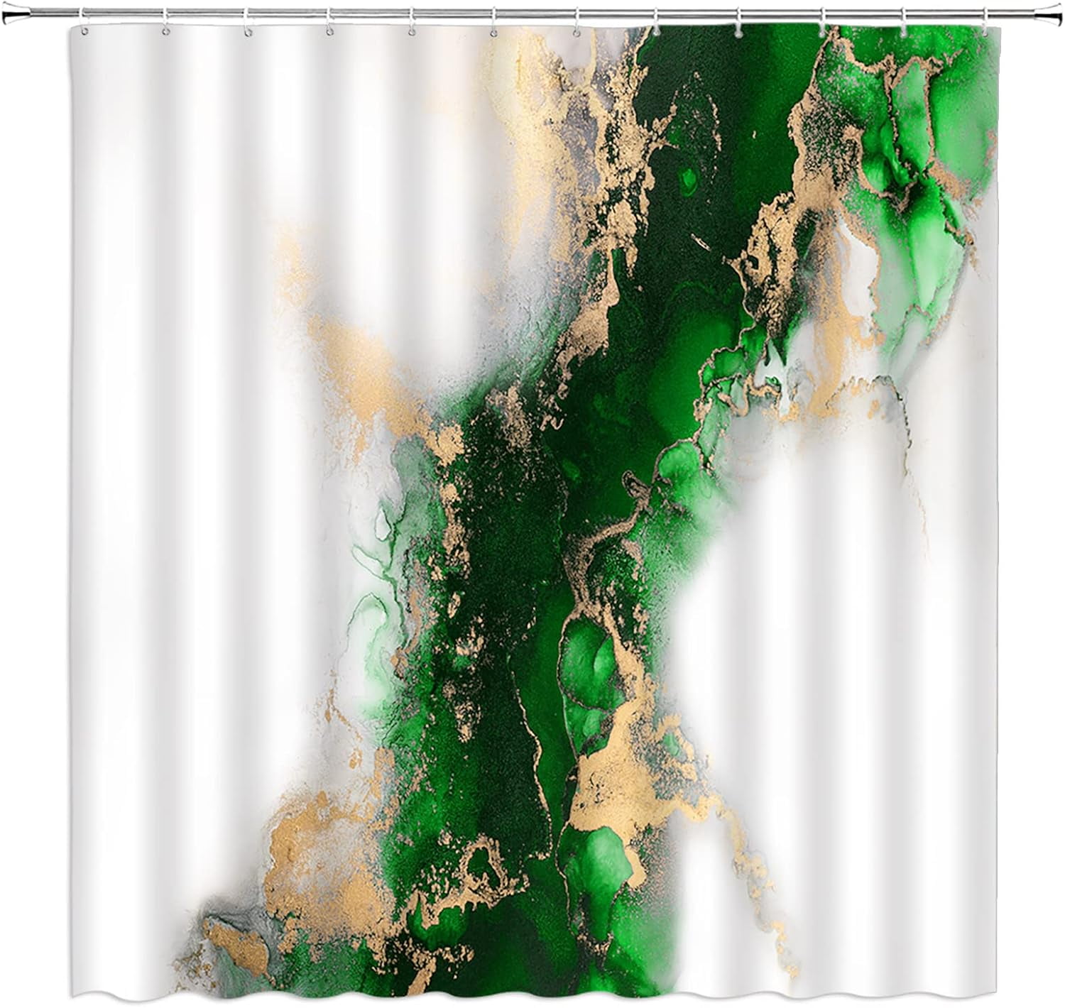 Emerald Green Marble Shower Curtain Abstract Modern Ink Texture Luxury ...
