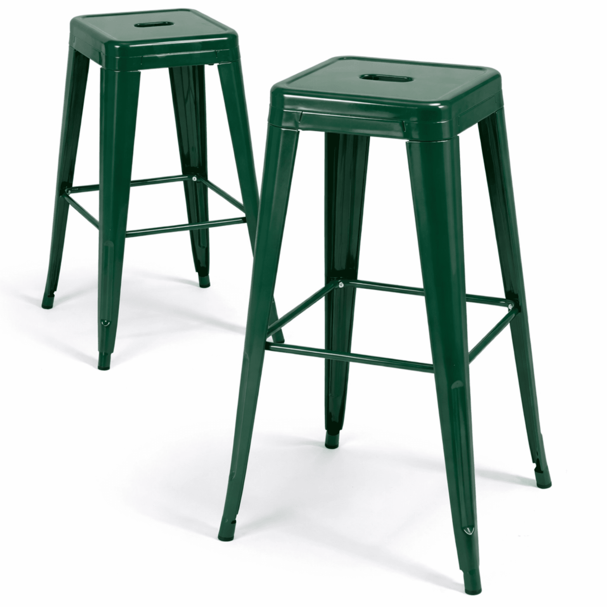Emerald Green Metal Bar Stools Set of 2, 30 Inch Vintage Luxury Bar ...