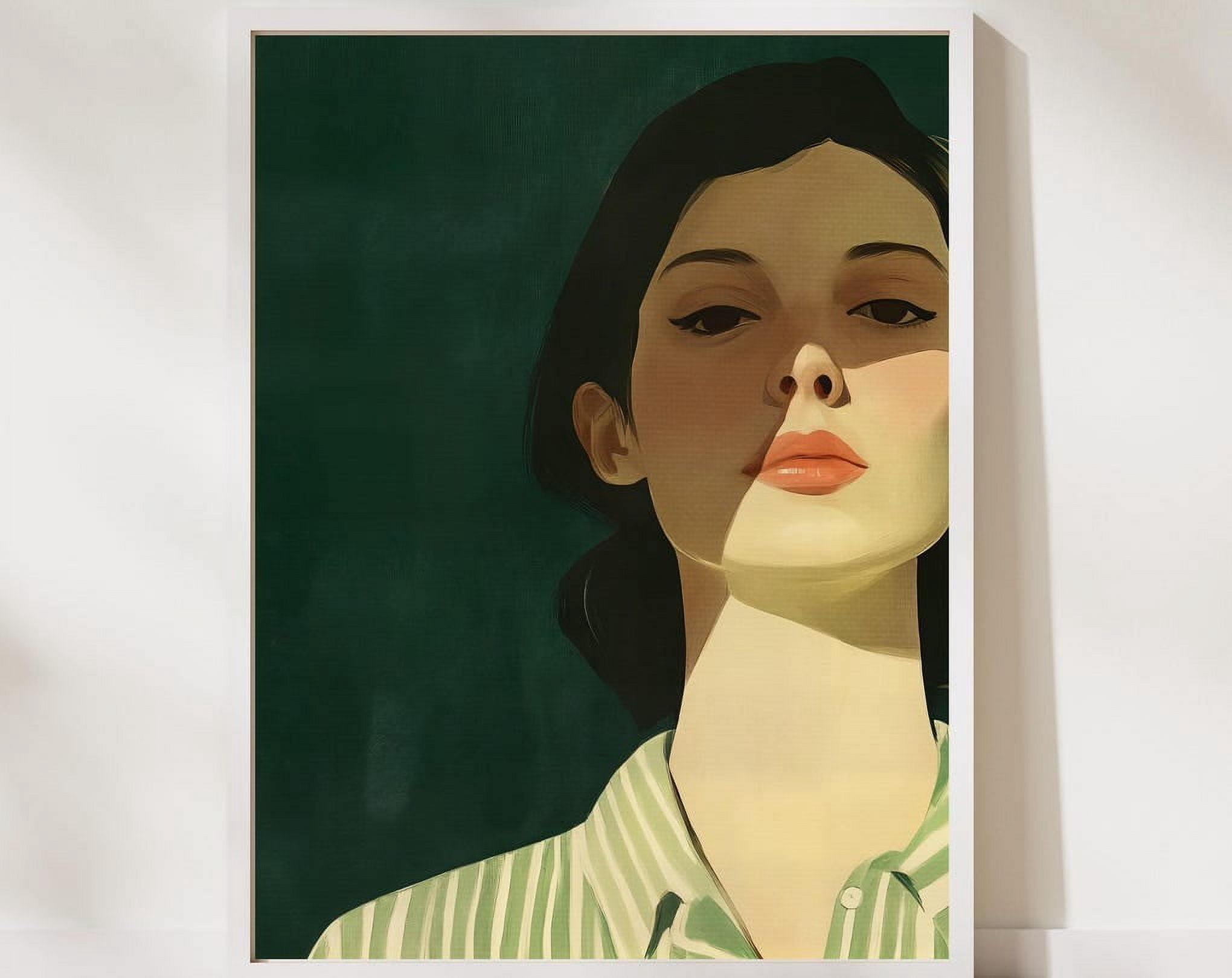 Emerald Green Modern Woman Wall Art Print, Green Aesthetic Decor ...
