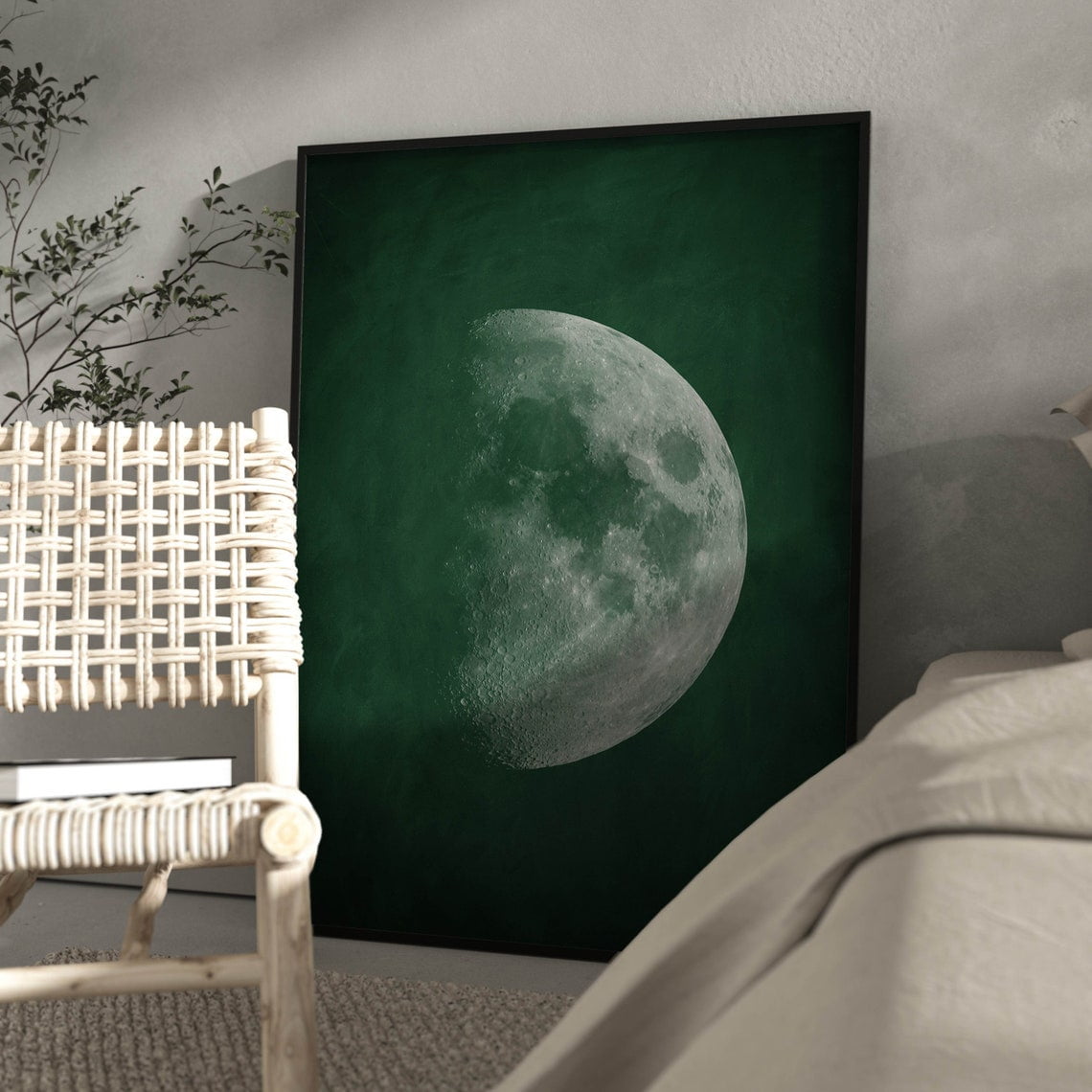 Emerald Green Moon Wall Art Print, Moon Poster, Celestial, Lunar Phase ...