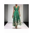 Emerald Green Ombre Floral Deep V-Neck Sleeveless Chiffon Maxi Dress ...