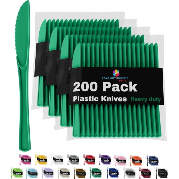 Emerald Green Plastic Knives 200 Pcs Green Knives Disposable Utensils ...