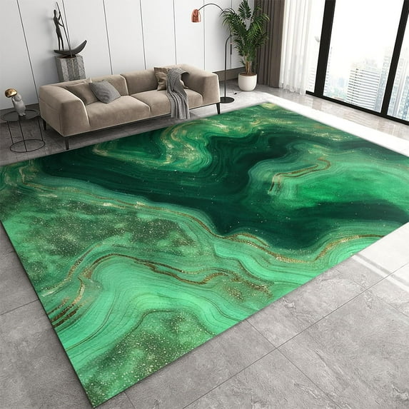 Emerald Green Rugs for Kitchen Dinning Room, Abstract Starry Sky Swirl ...