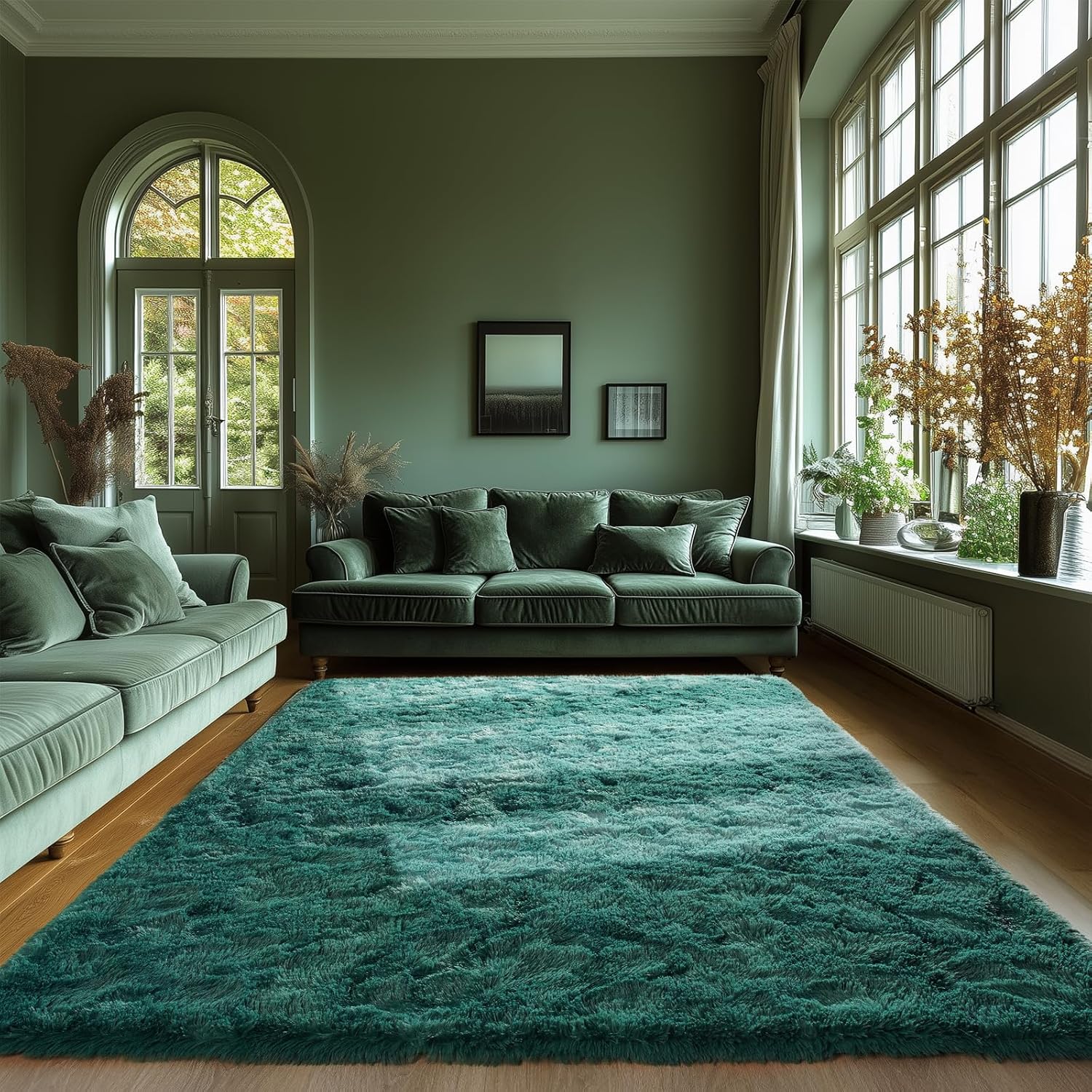 Emerald Green Rugs for Living Room Dark Green Area Rugs for Bedroom ...