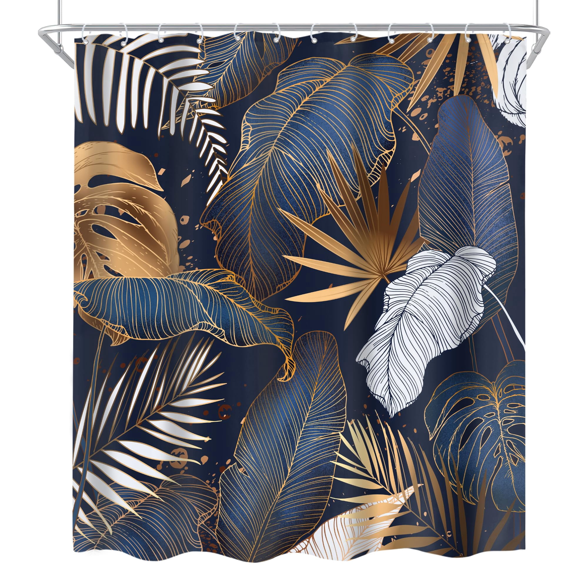 Emerald Green Shower Curtain,Black Gold Shower Curtain,72Wx72H Abstract ...