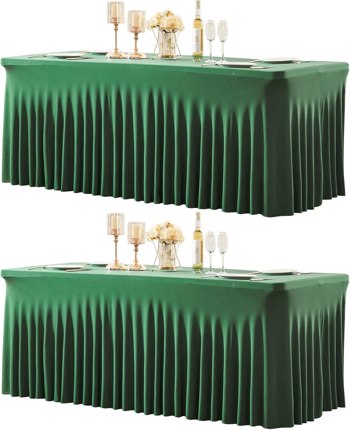 Emerald Green Spandex Table Skirt for Rectangle Table Banquets Parties ...