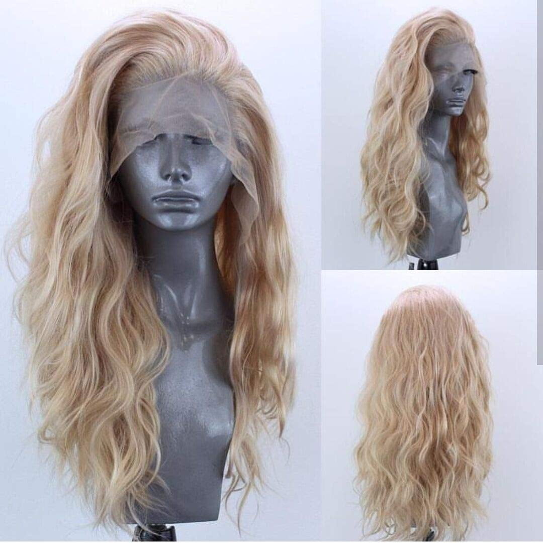 Emerald Green Synthetic Lace Front Wigs Free Part Loose Wave Heat ...