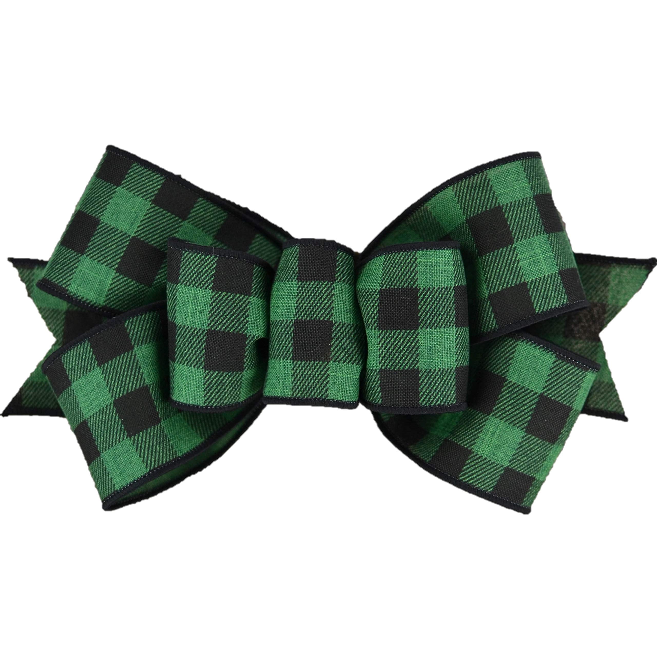 Emerald Green and Black Buffalo Plaid Add On Wreath Bow - Wreath Embellishment for Already Made ...