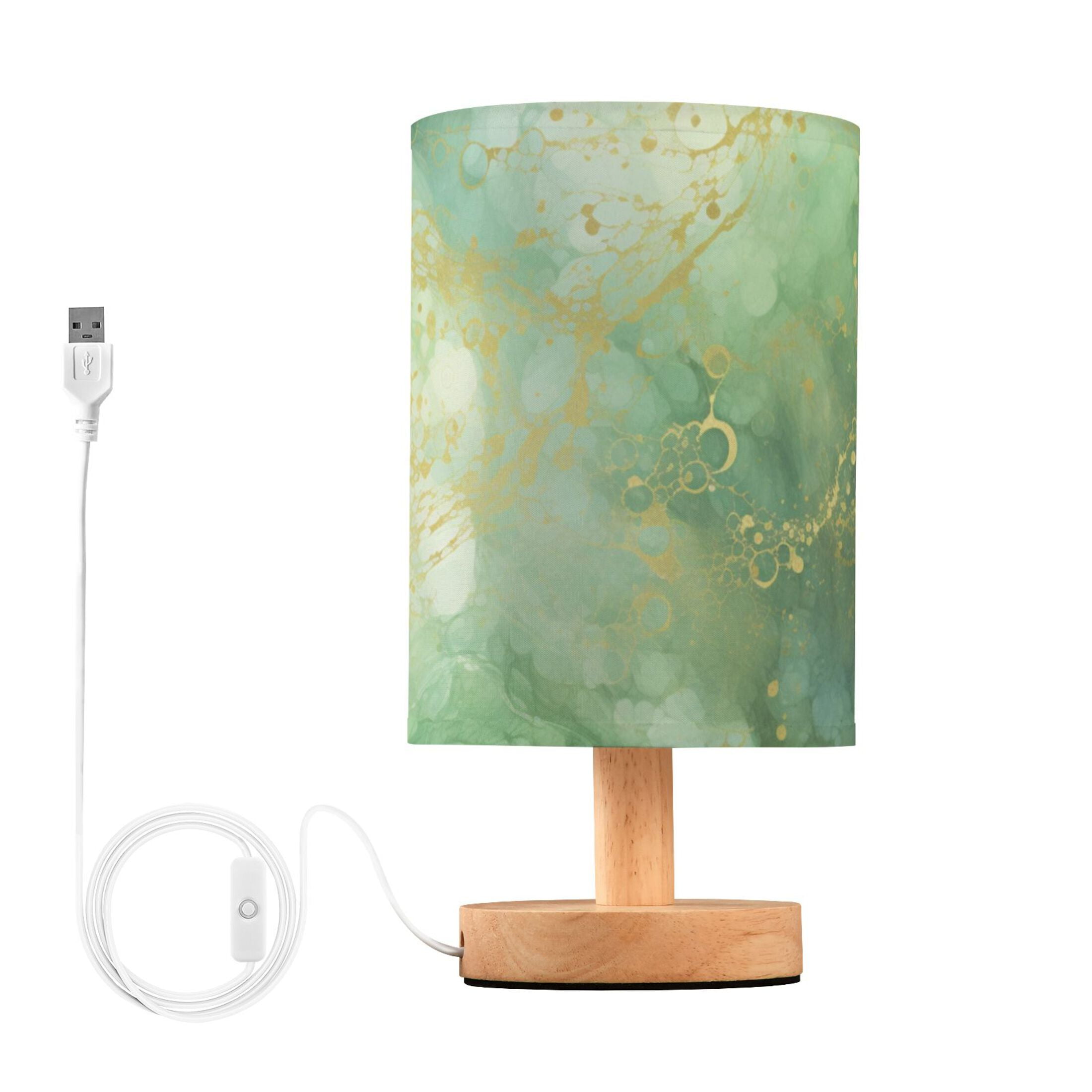 Emerald Green and Gold Marble Bedside Desk Lamp LED Table Nightstand ...