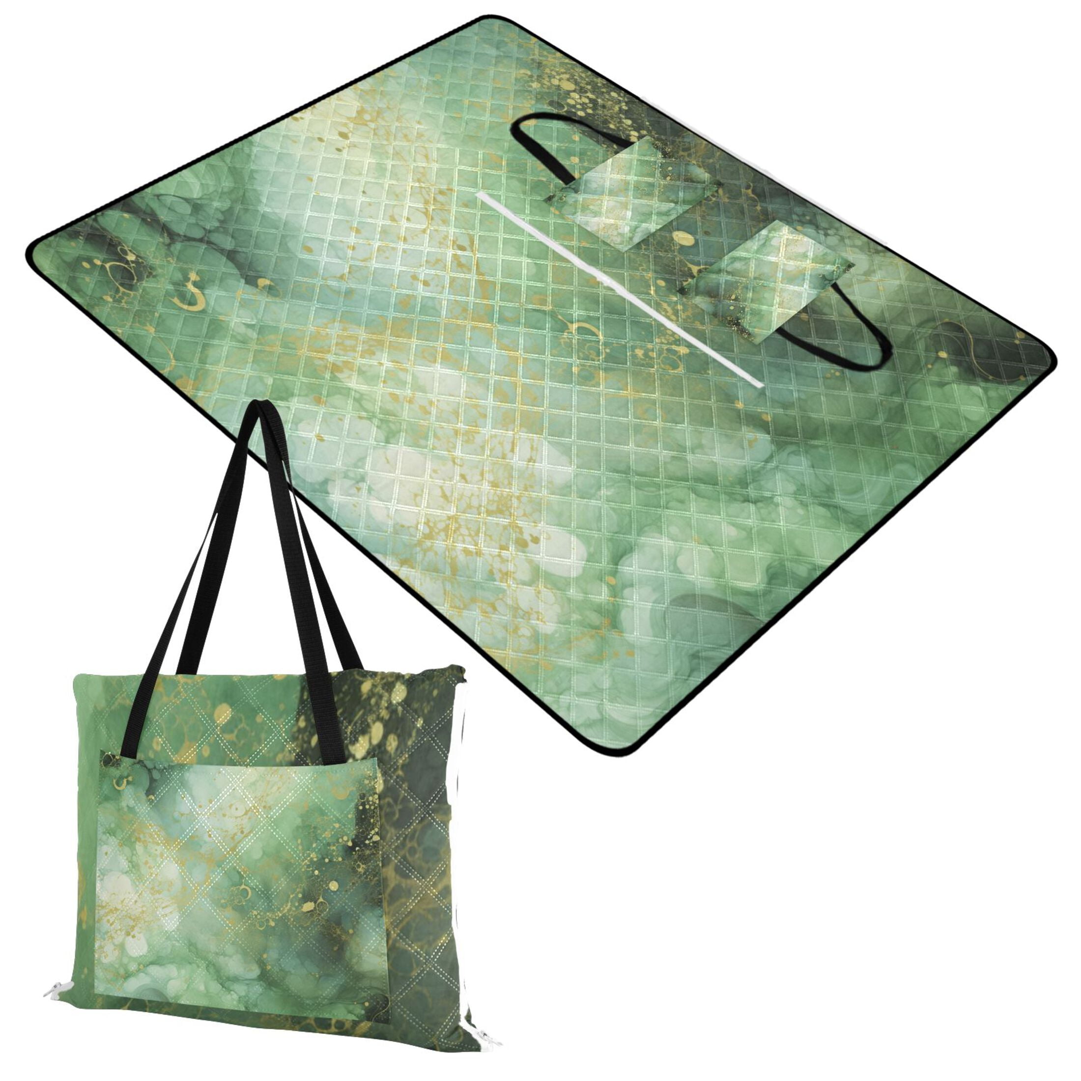 Emerald Green and Gold Marble Extra Large Picnic Beach Blanket ...