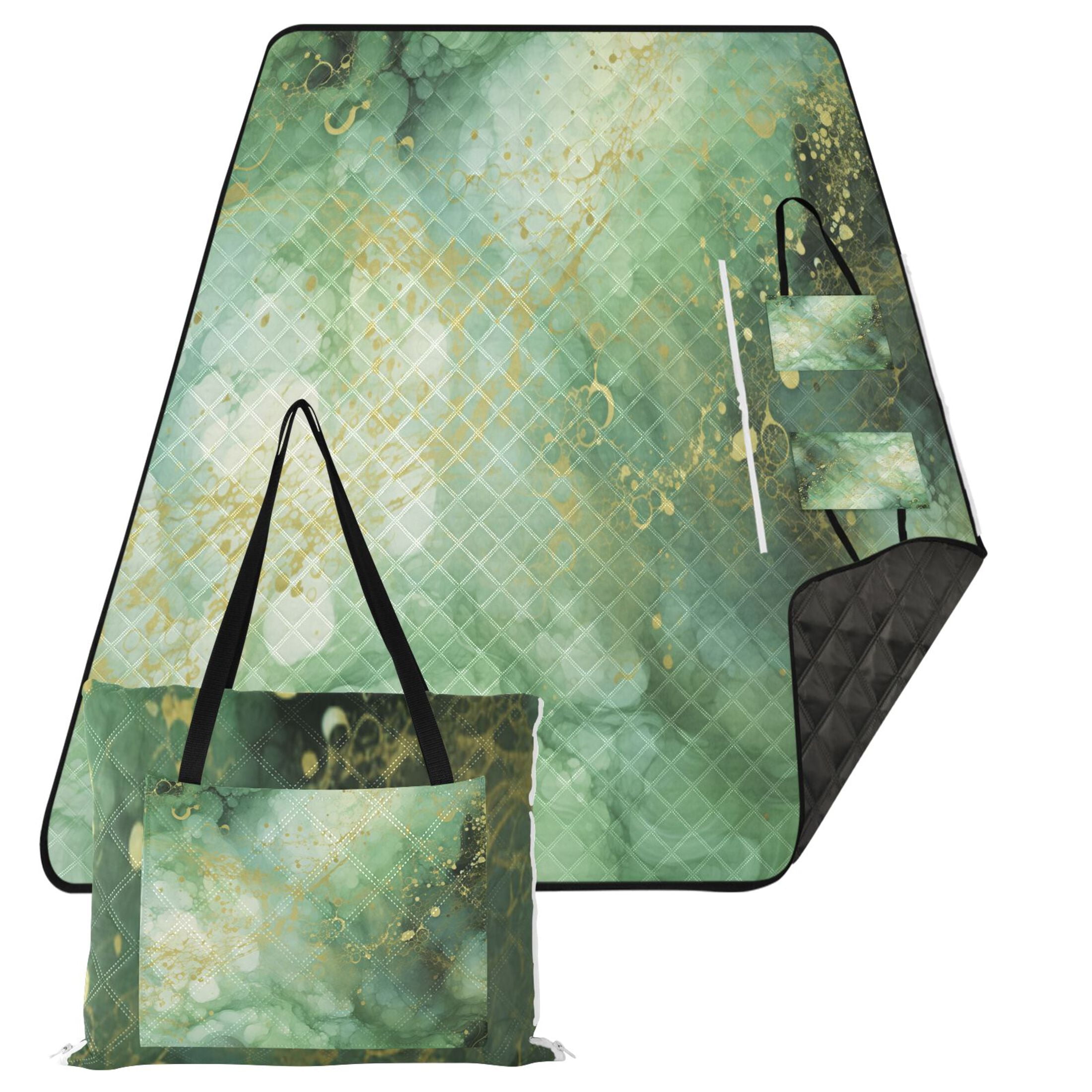 Emerald Green and Gold Marble Extra Large Picnic Beach Blanket ...