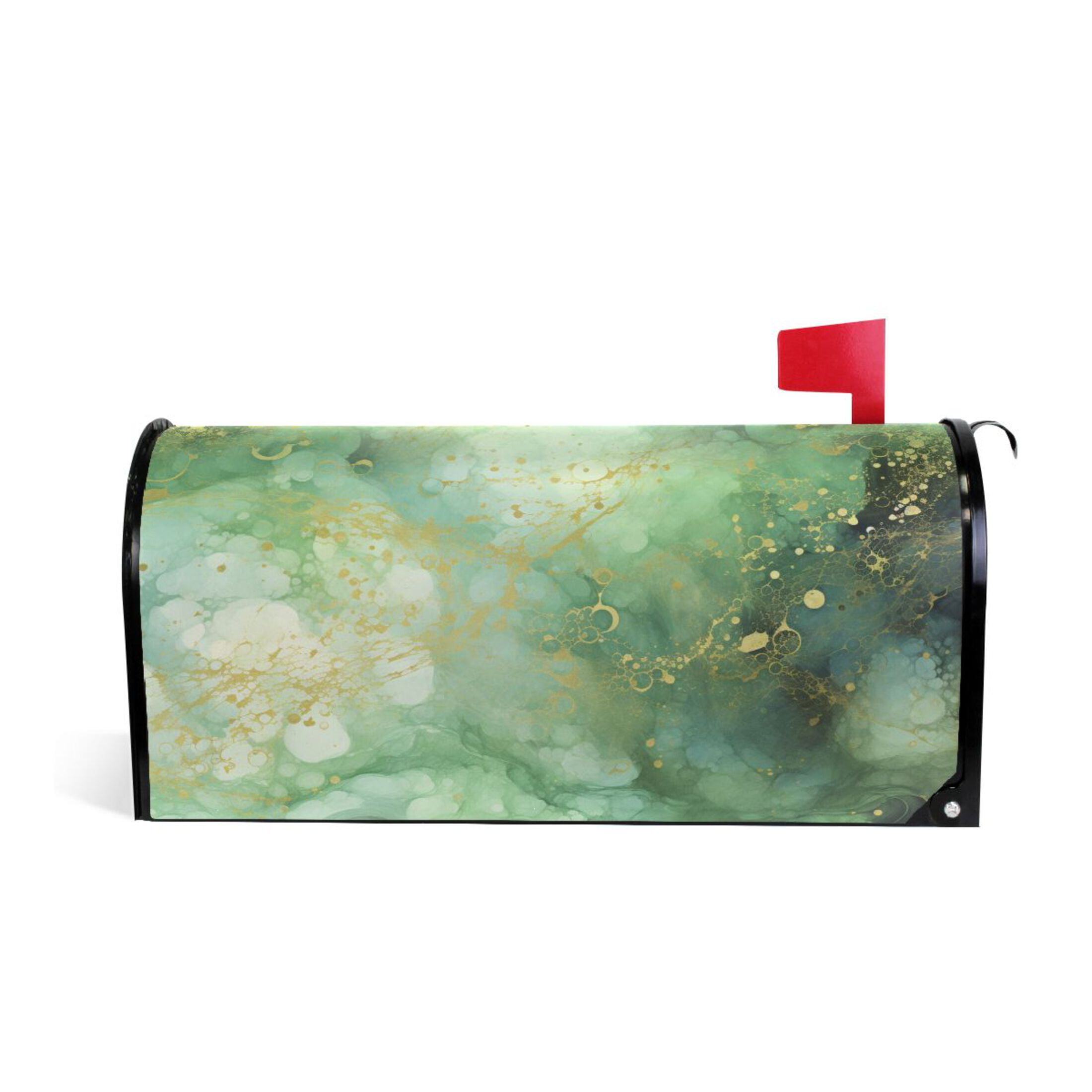 Emerald Green and Gold Marble Magnetic Mailbox Covers 25.5" X 21" Post ...