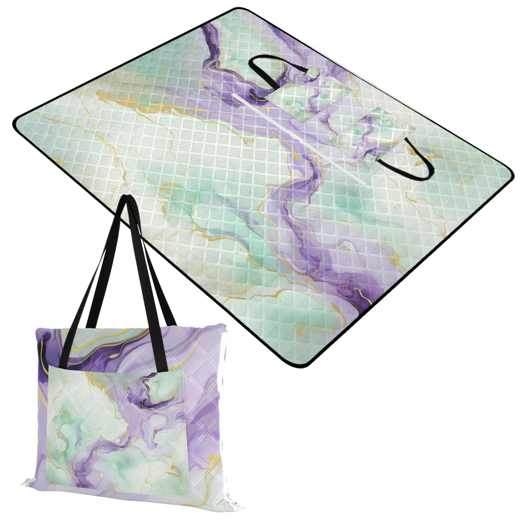 Emerald Green and Purple Marble Extra Large Picnic Beach Blanket ...