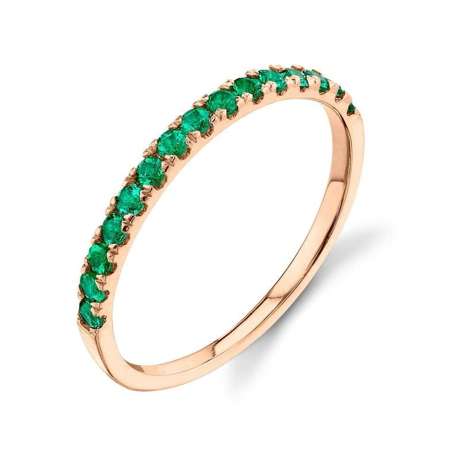Emerald Half Eternity Pave Ring Infinity Wedding Band Stack Emerald ...