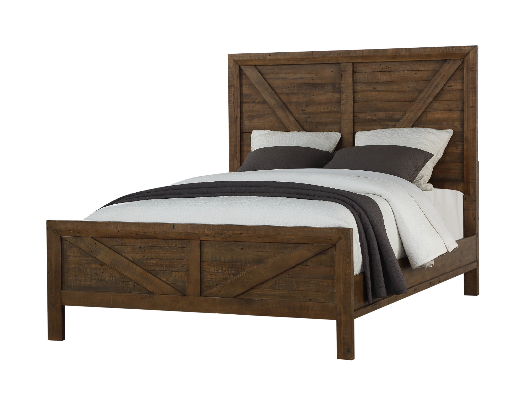 Emerald Home Pine Valley Carmel Brown Bed with Inset Rustic Panels And ...
