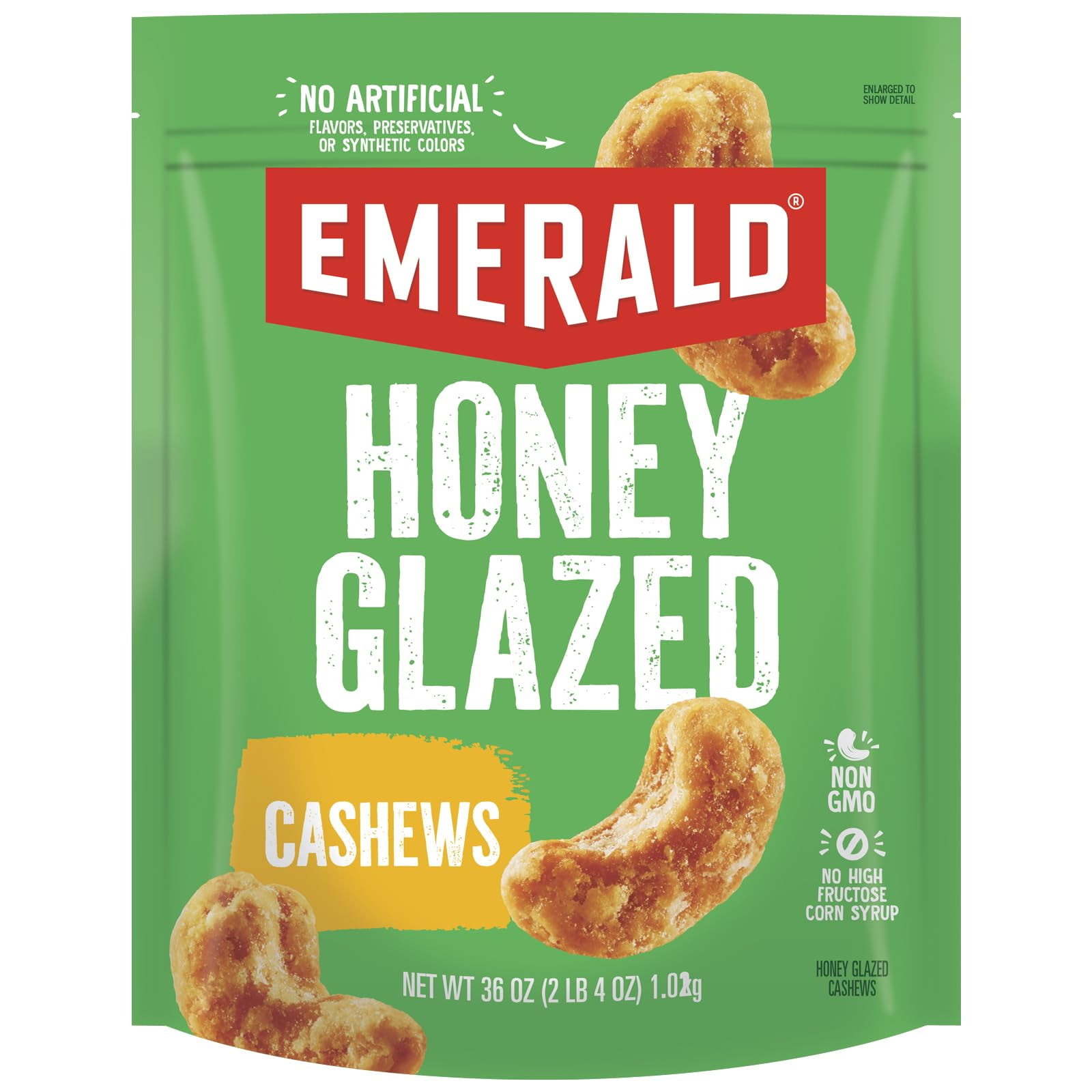 Emerald Honey Glazed Cashews DEF29 (1-Pack) | 36oz Resealable Bulk Bag ...