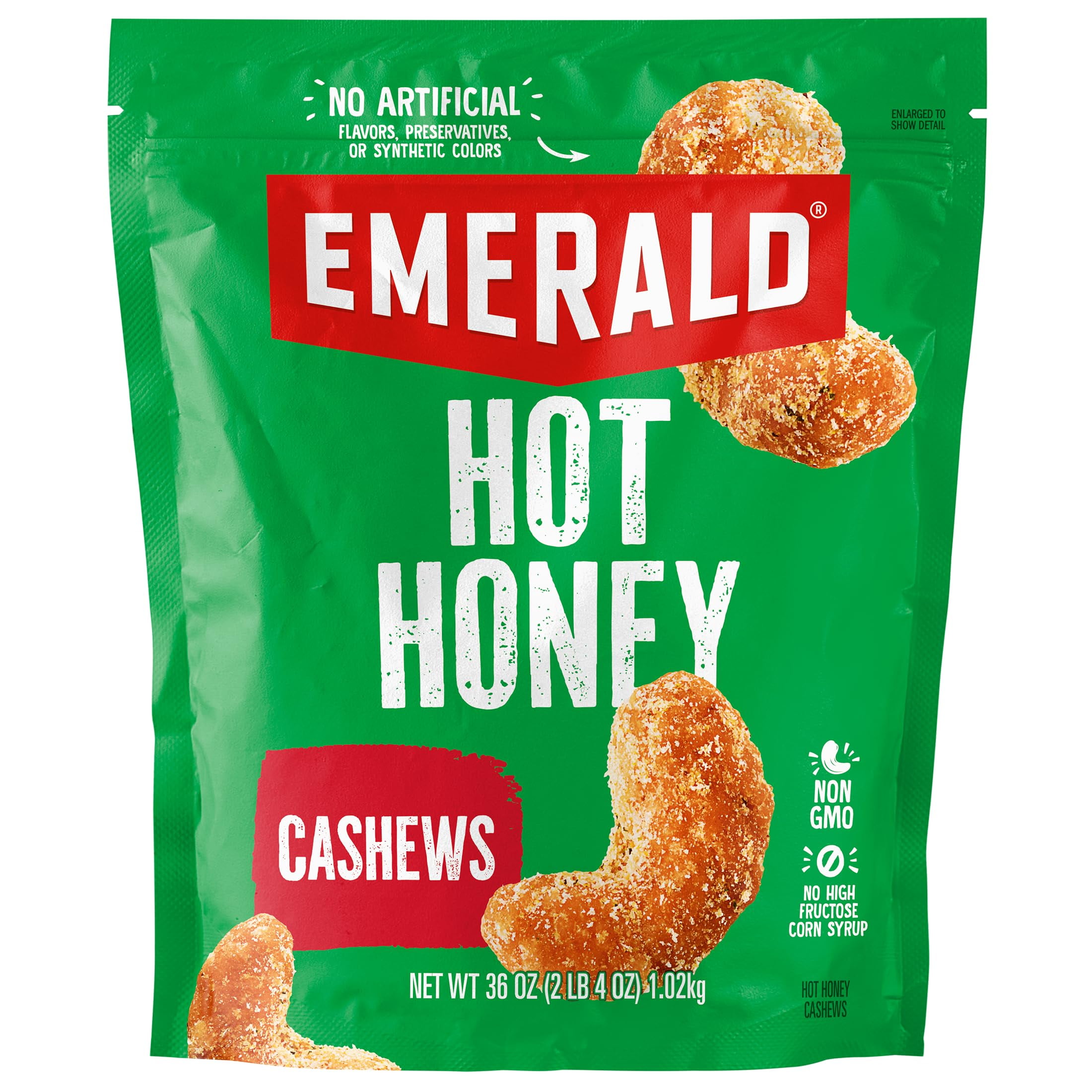 Emerald Hot Honey Cashews GGA1 (1-Pack) | 36oz Resealable Bulk Bag ...