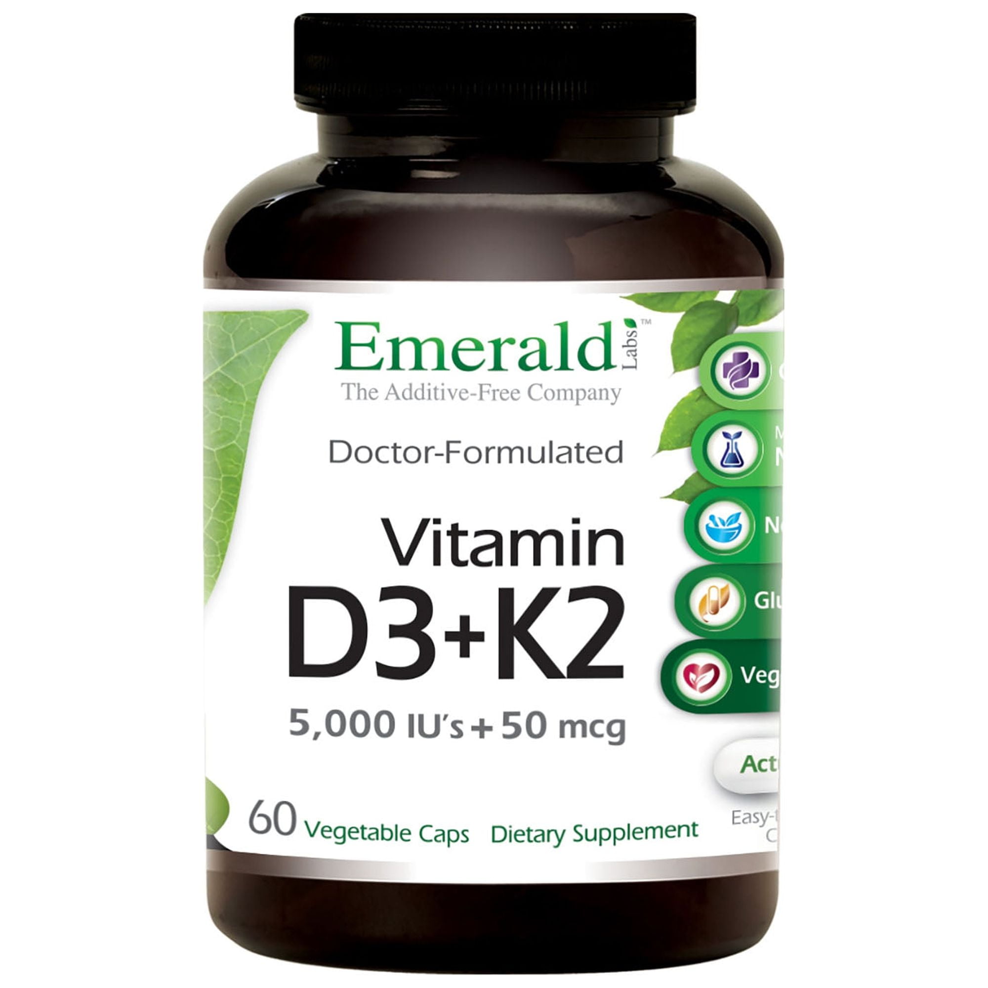 Emerald Labs Vitamin D3 5000 IU and K2 Supports Bone, Heart, Teeth ...