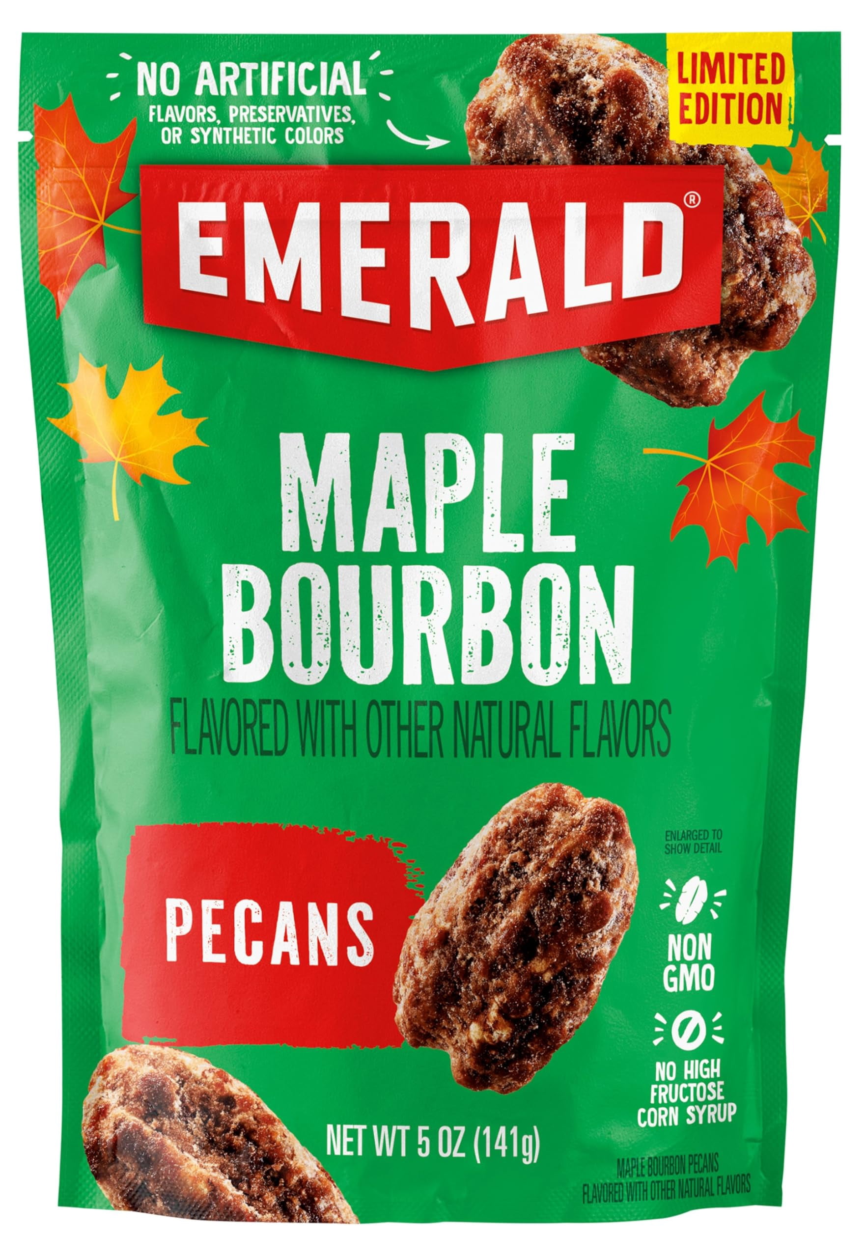 Emerald Maple Bourbon Pecans GGA1 (1-Pack) | 5oz Resealable Bag ...