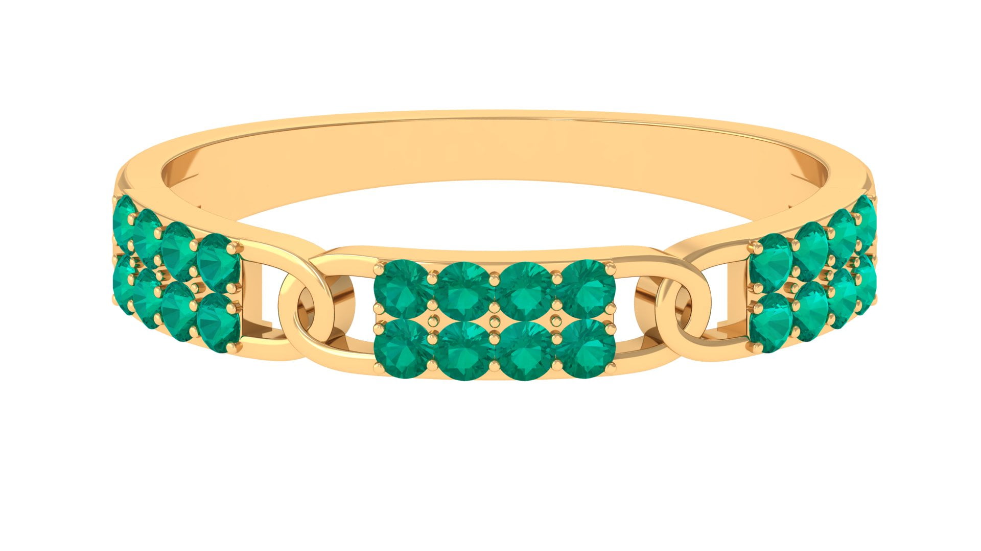 Emerald May Birthstone Ring - Interlock Band Ring for Women (AAA ...