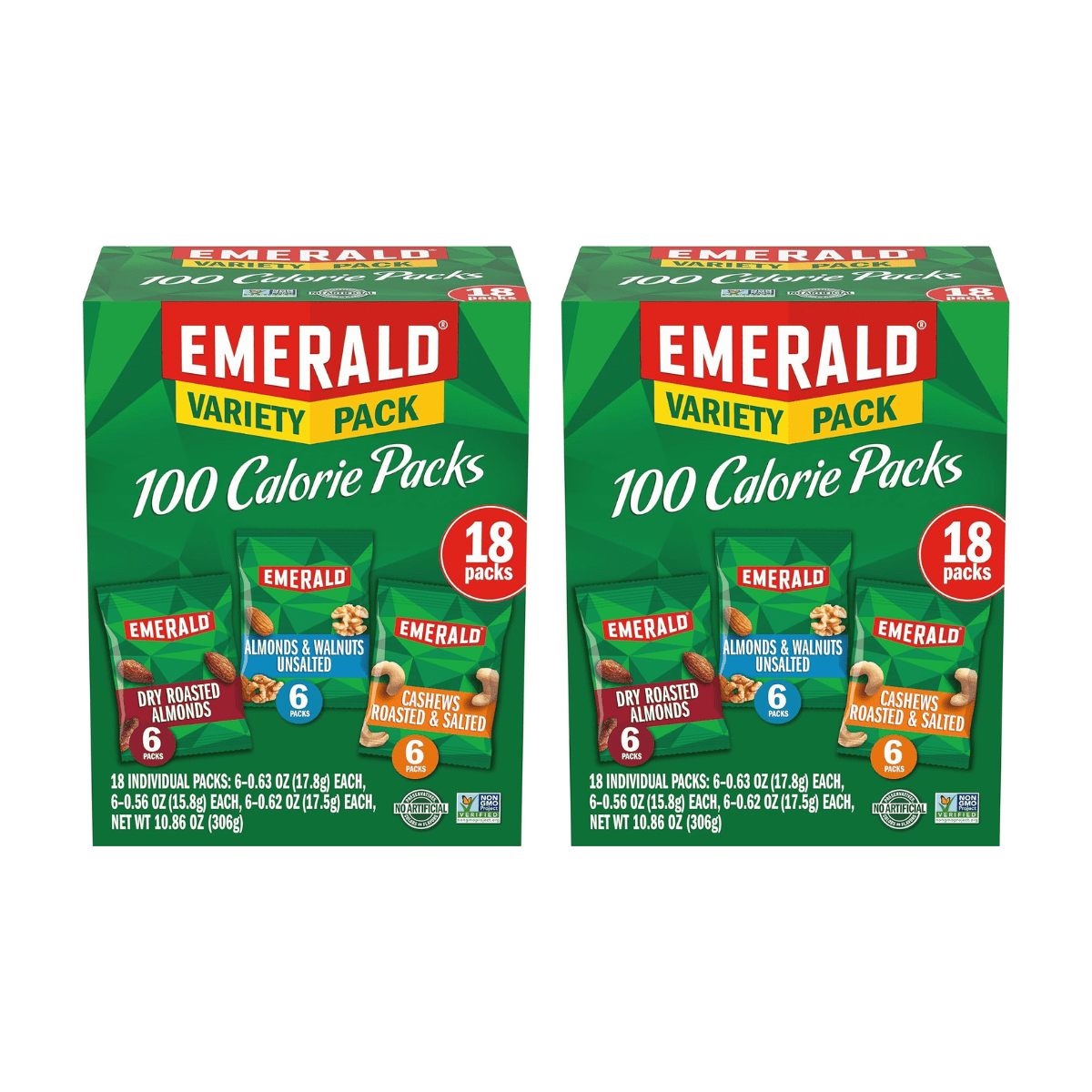 Emerald Nuts, 100 Calorie Variety Pack, 18 CT (Pack of 2) - Walmart.com