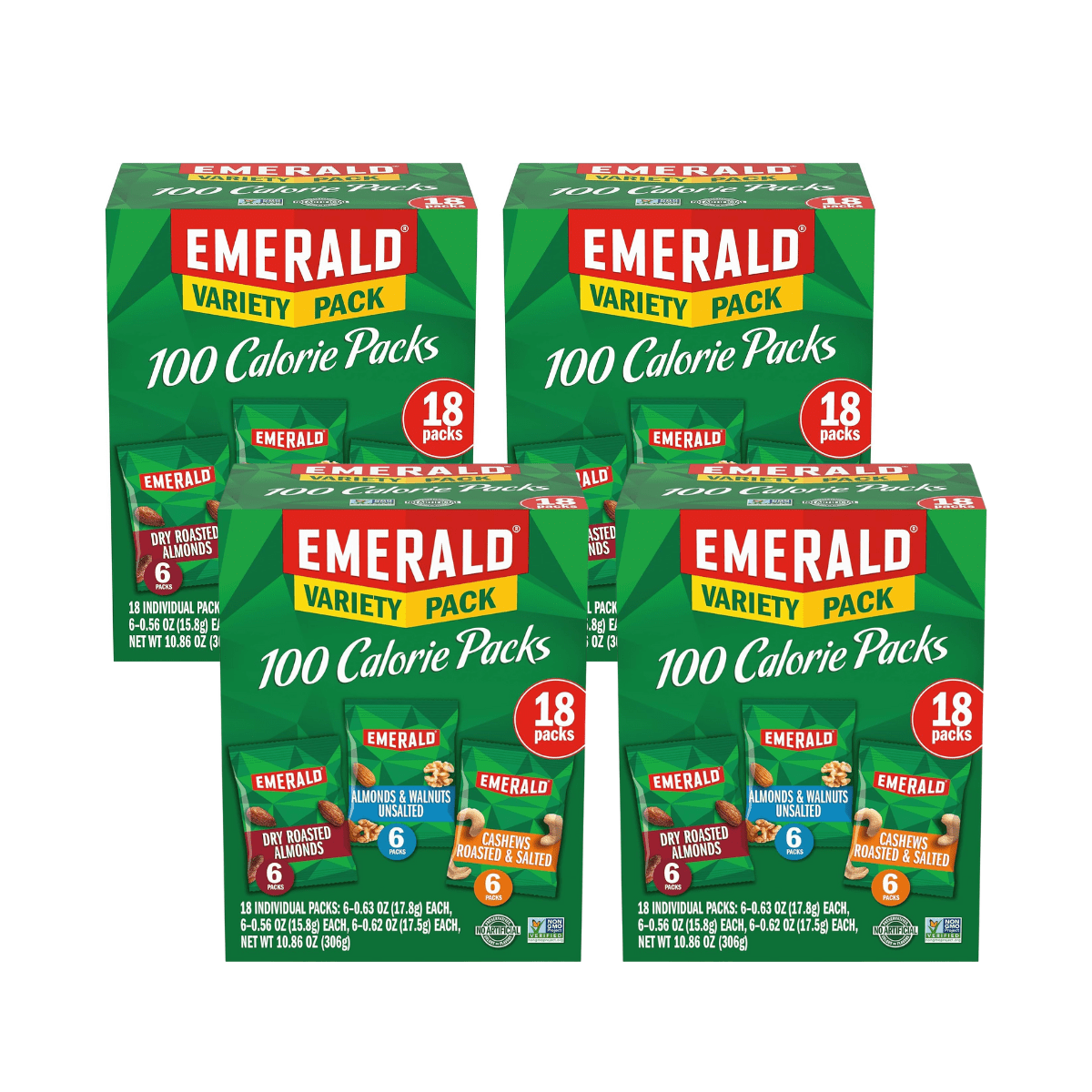 Emerald Nuts, 100 Calorie Variety Pack, 18 CT (Pack of 4) - Walmart.com