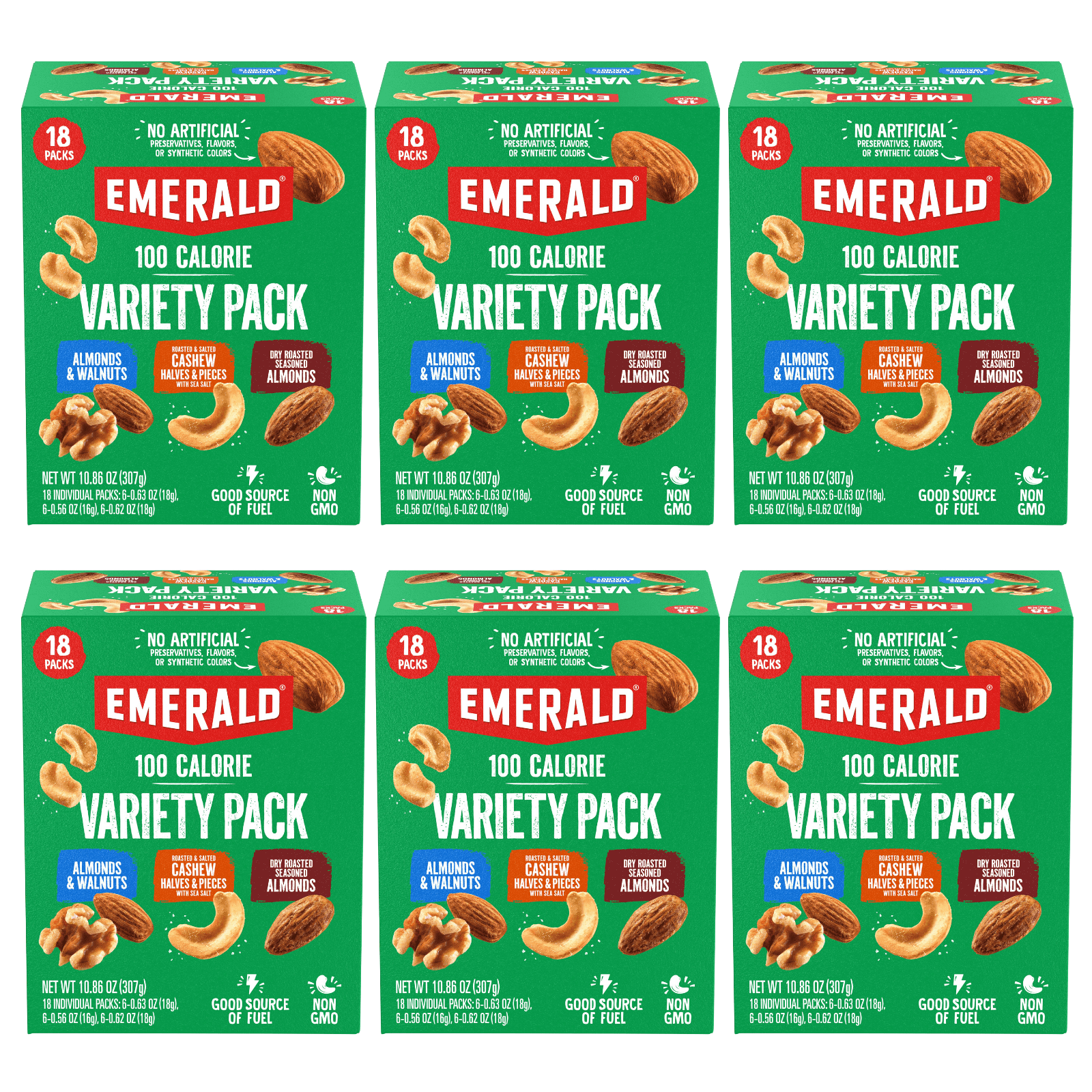 Emerald Nuts Variety Pack, 100 Calorie Almonds, Walnuts, Cashews, 18 ...
