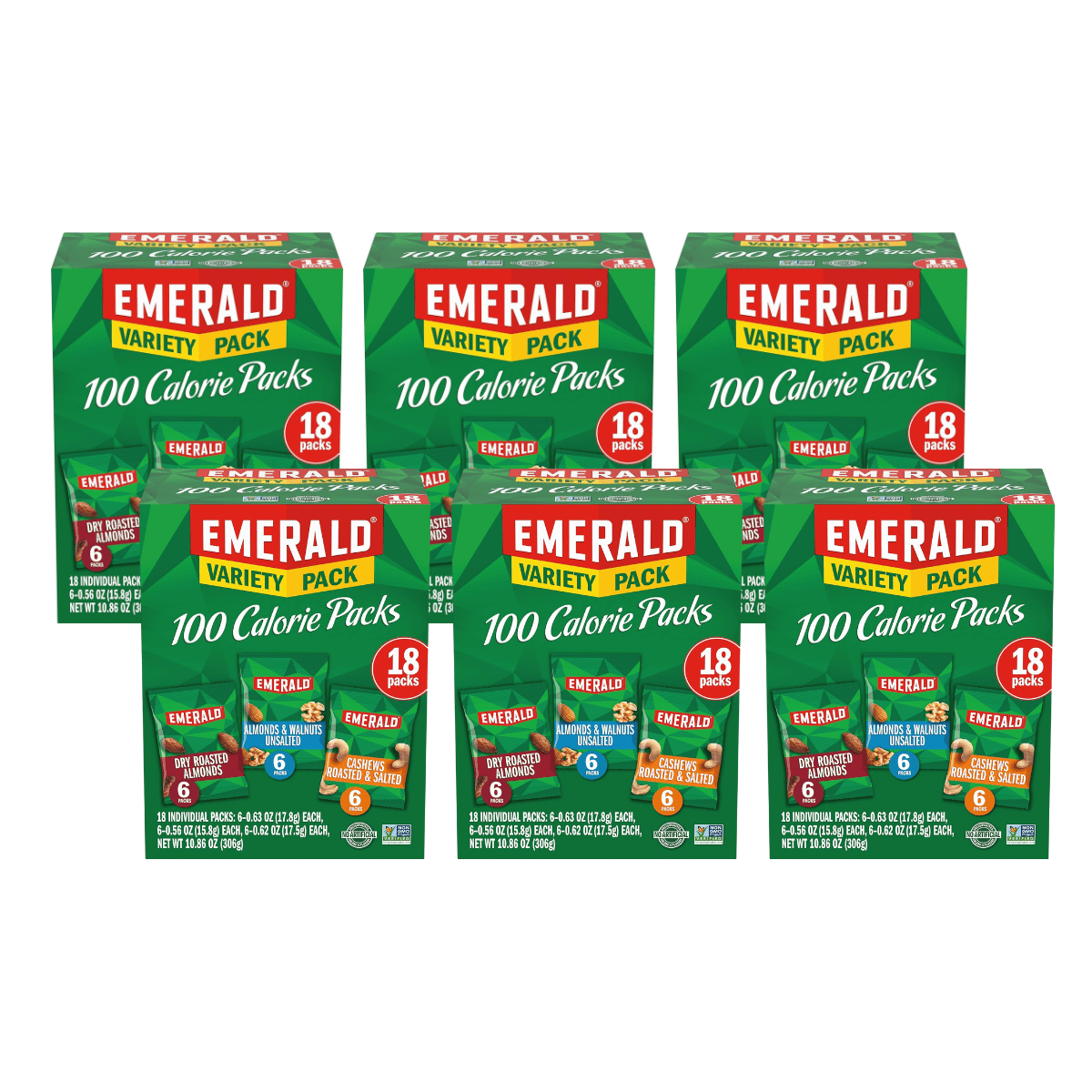 Emerald Nuts, 100 Calorie Variety Pack, 18 CT (Pack of 6) - Walmart.com
