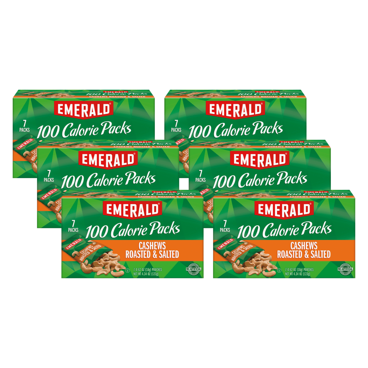 Emerald Nuts, Cashews Roasted & Salted, 100 Calorie Packs, 7 Ct, 4.34 ...