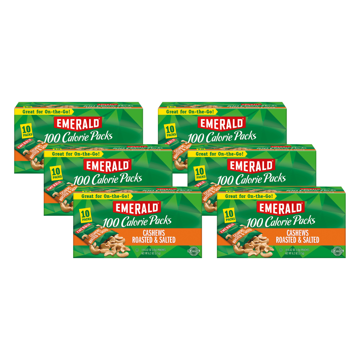 Emerald Nuts, Cashews Roasted and Salted, 100 Calorie Packs, 10 CT, 6.2 ...