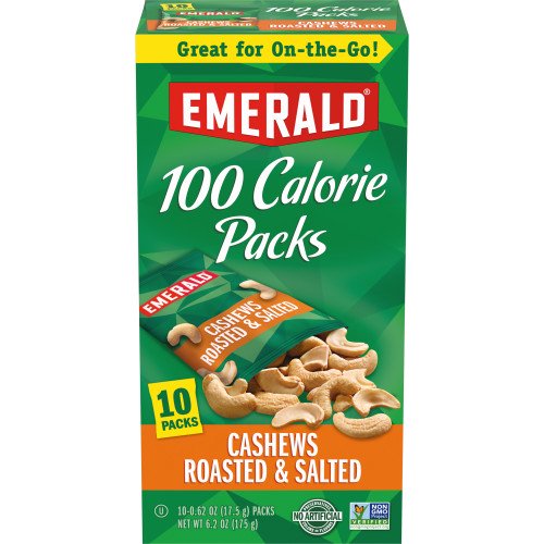 Emerald Nuts Cashews Roasted and Salted, 100 Calorie Packs, 10 Ct - 2 ...