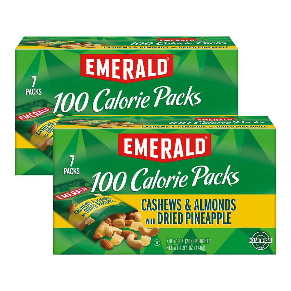 Emerald Nuts Cashews and TSF6 Almonds with Dried Pineapple, 100 Calorie ...