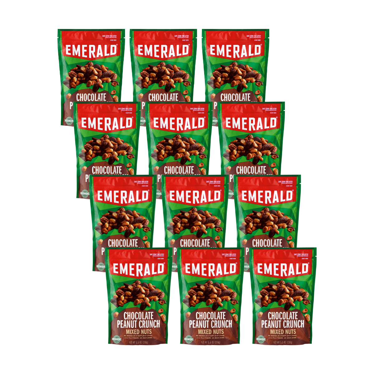 Emerald Nuts, Chocolate Peanut Crunch Mixed Nuts, 5.5 oz (Pack of 12 ...