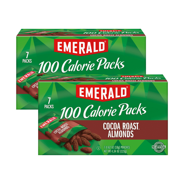 Emerald Nuts Cocoa Roast Almonds, 100 Calorie Packs, 7 Count, 4.34 oz ...
