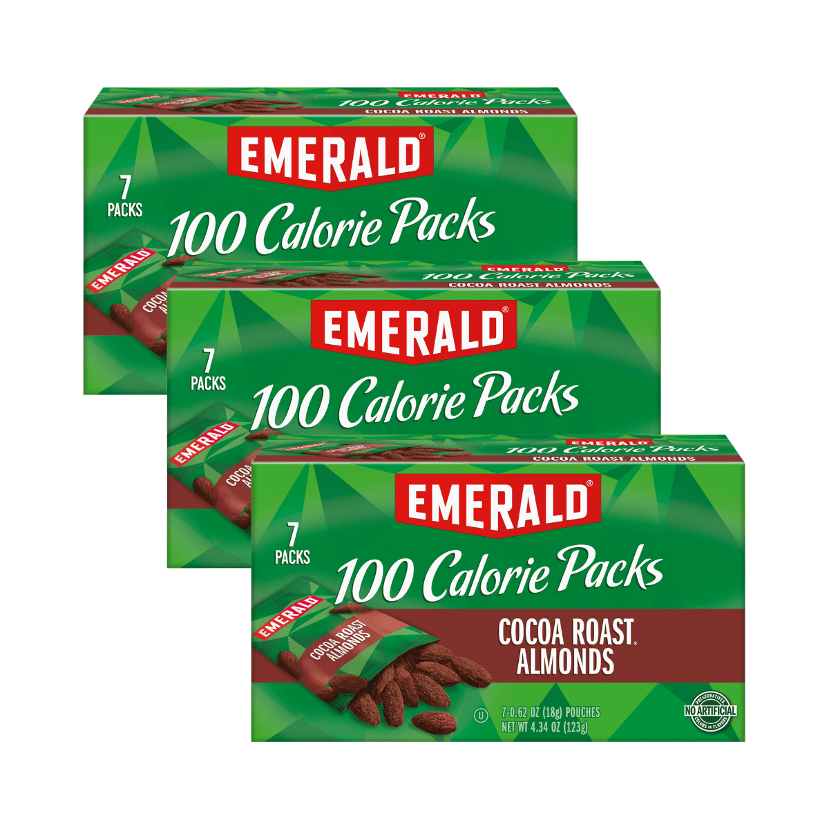 Emerald Nuts Cocoa Roast Almonds, 100 Calorie Packs, 7 Count, 4.34 oz ...