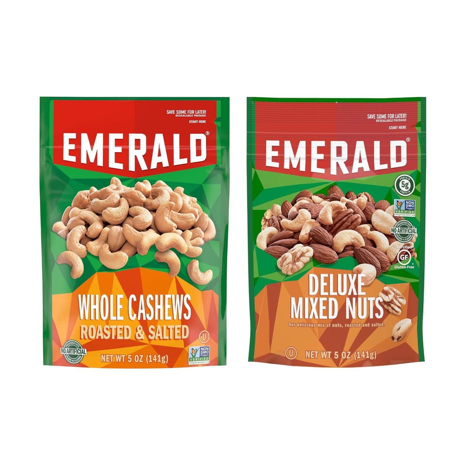 Emerald Nuts Combo Variety IRF13 Pack Featuring Roasted Cashews & Mixed ...