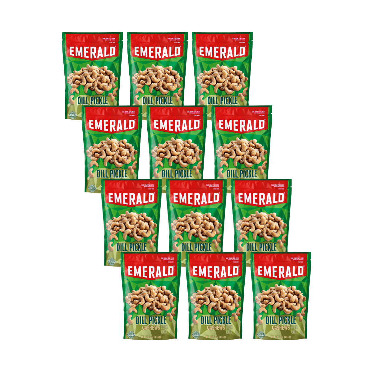 Emerald Nuts, Dill Pickle Seasoned Cashews, 5 oz, Resealable Bag (Pack ...