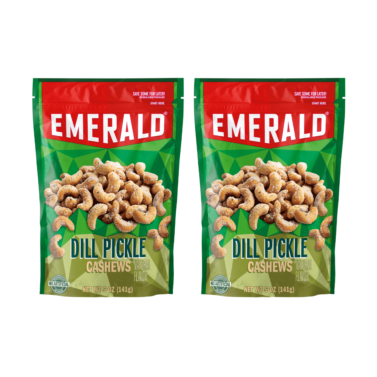 Emerald Nuts, Dill Pickle Seasoned Cashews, 5 oz, Resealable Bag (Pack ...