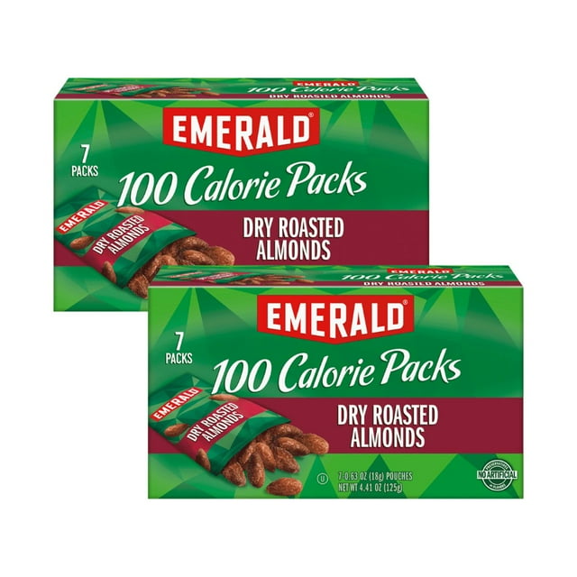 Emerald Nuts Dry Roasted Almonds, 100-Calorie Packs, 7 Count (Pack of 2 ...
